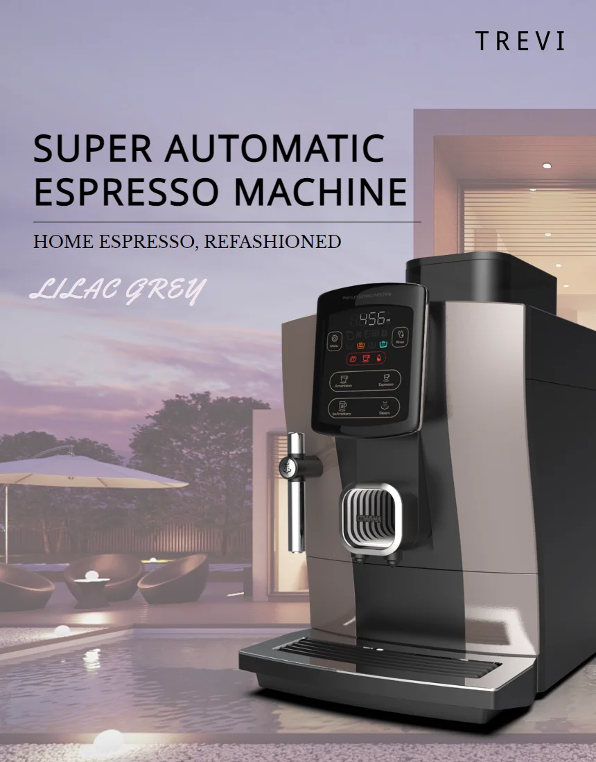 TREVI Lilac Grey Espresso Machine - Perfect for Home & Travel