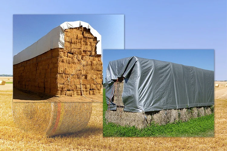 Square Hay Bale Tarp Cover Waterproof PE Poly Fabric Hay Tarp Tarpaulin ...