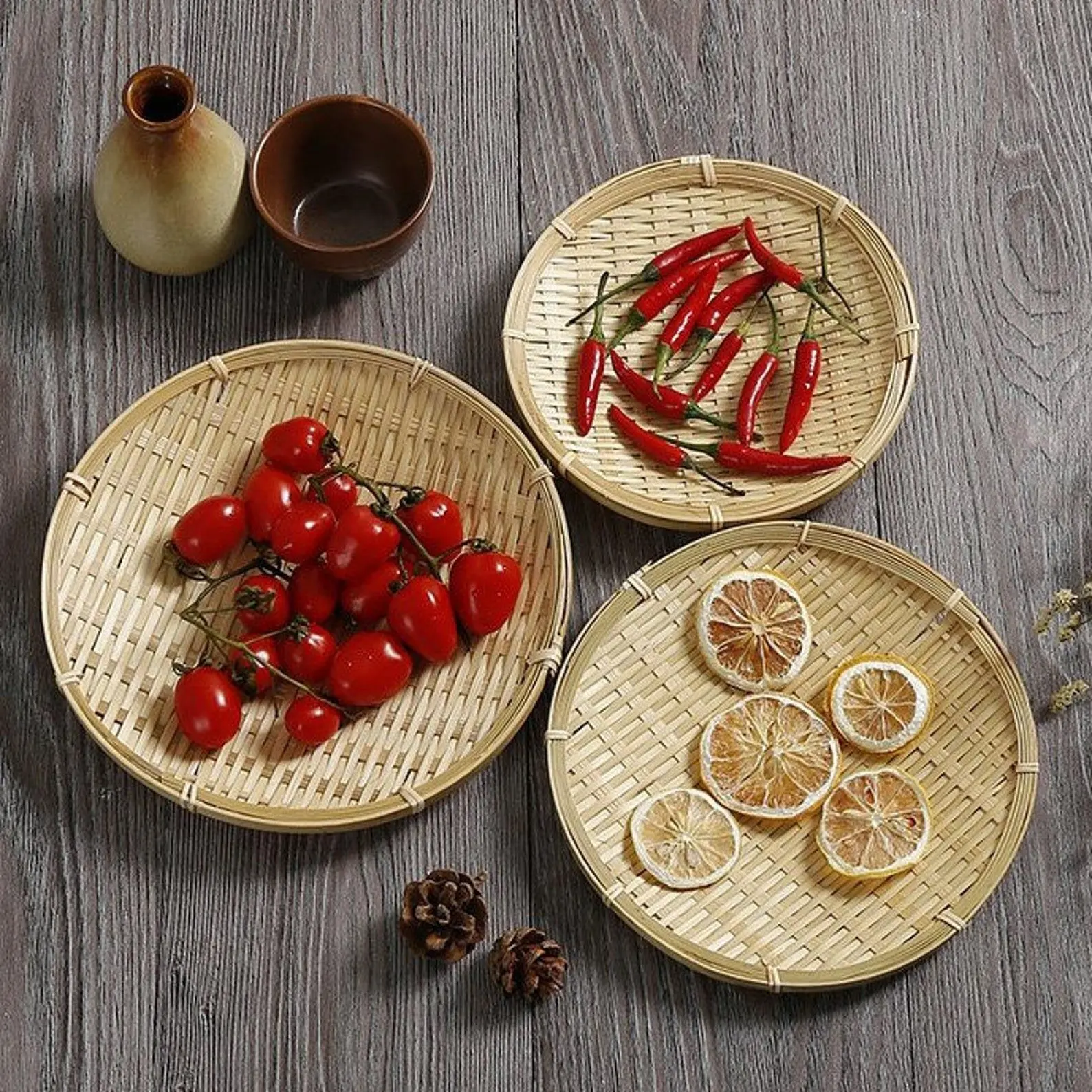 Hand Woven Bamboo Fruit Decor Serving Trays Kitchen Home Decoration ...