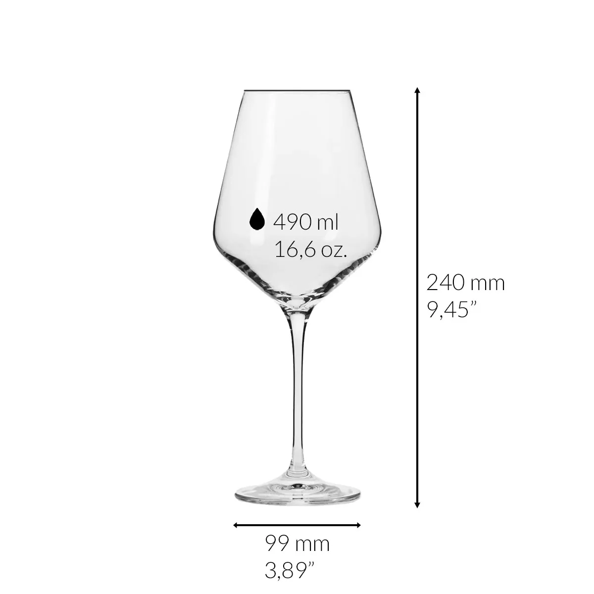 Elegant Red Wine Glass 490 Ml - 6-Piece Set by Krosno