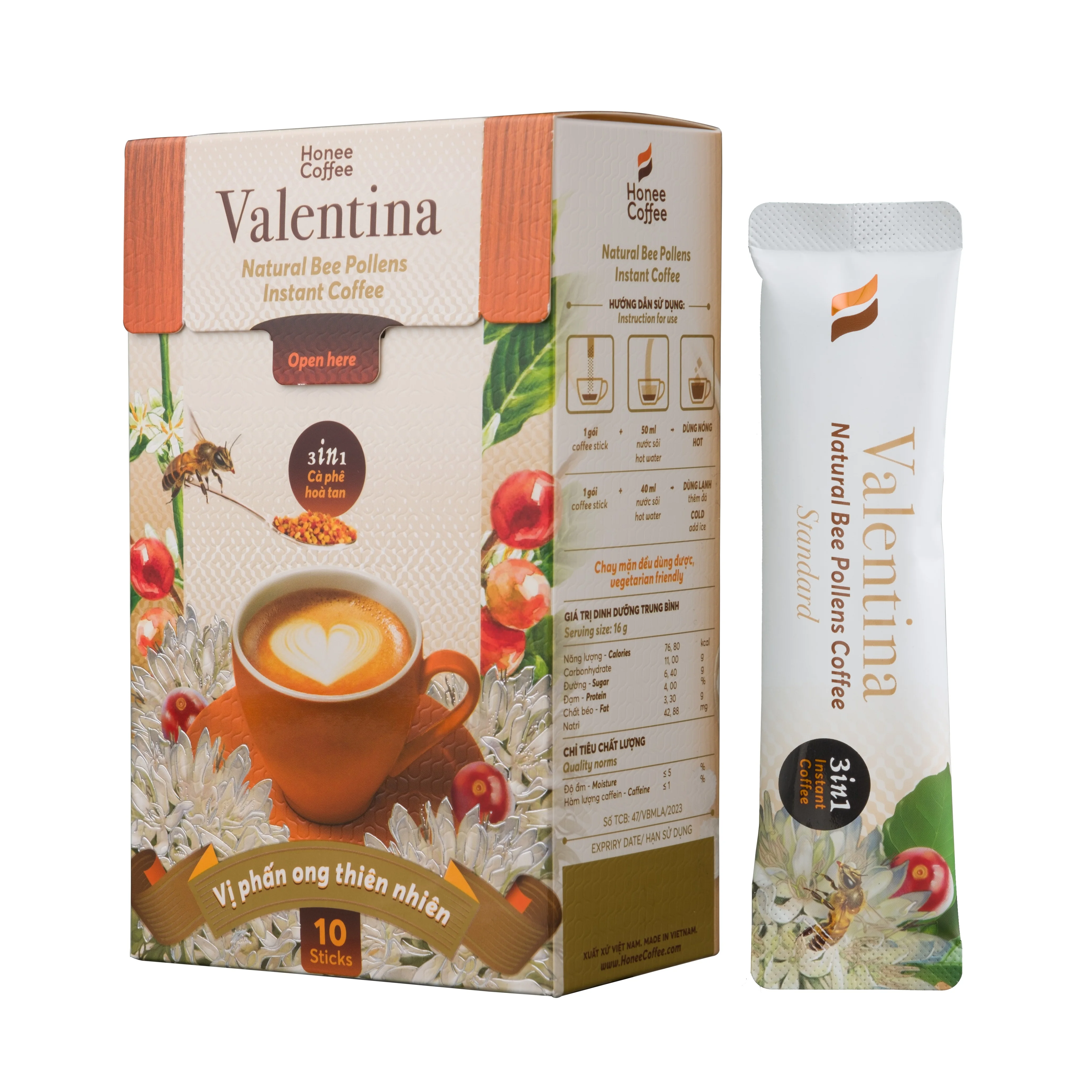 VALENTIN Instant Coffee Mix with Natural Pollen - HONEE BRAND