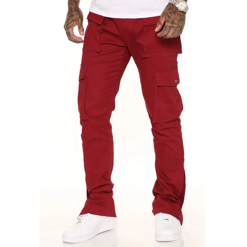 Men Cargo Pant With Pockets Cotton Stretchable Men Cargo Pant Red Color ...