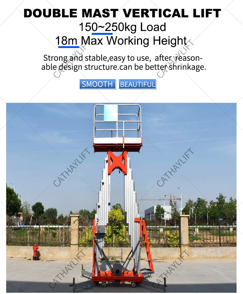 Supeiror Electric Push Around Vertical Mast 2 Man Aluminum Work ...