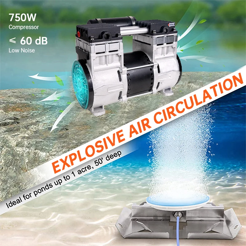 HCEM Mini Portable air Compressor 750W 220V Low Noise for Fish Farm air ...