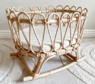 Rattan Rocking Bed Cot Crib Bassinet Cradle Baby Doll Teddies Toddlers ...