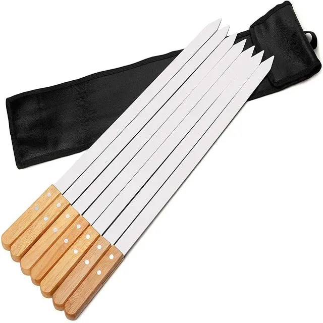 Stainless Steel skewers Flat BBQ Skewers Grill Skewers BBQ Sticks Heavy ...