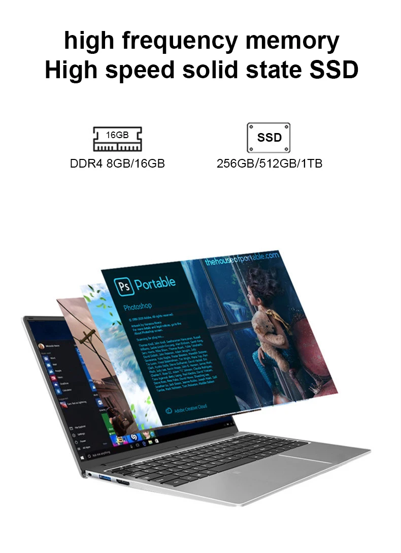 Business Portable Computer 15.6 Inch Laptop Computer Intel Core 8th ...