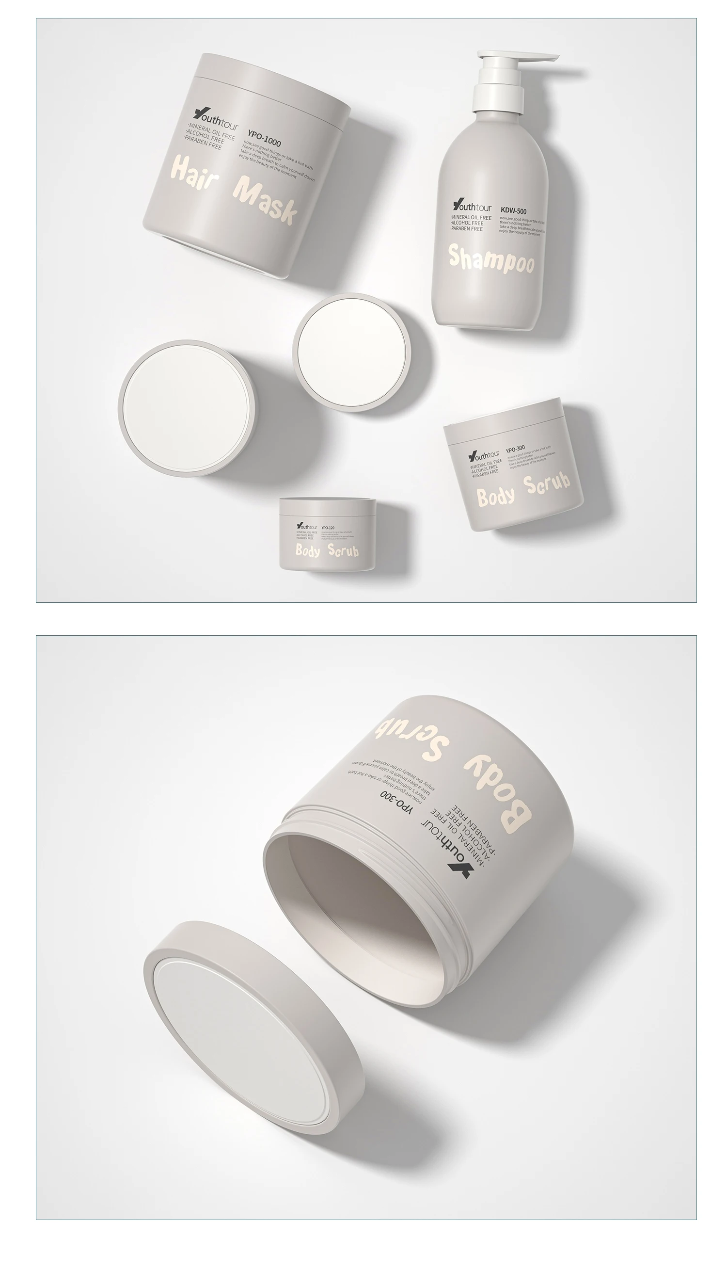 Custom Cosmetic Body Scrub Jar with Lid - 1000g Capacity