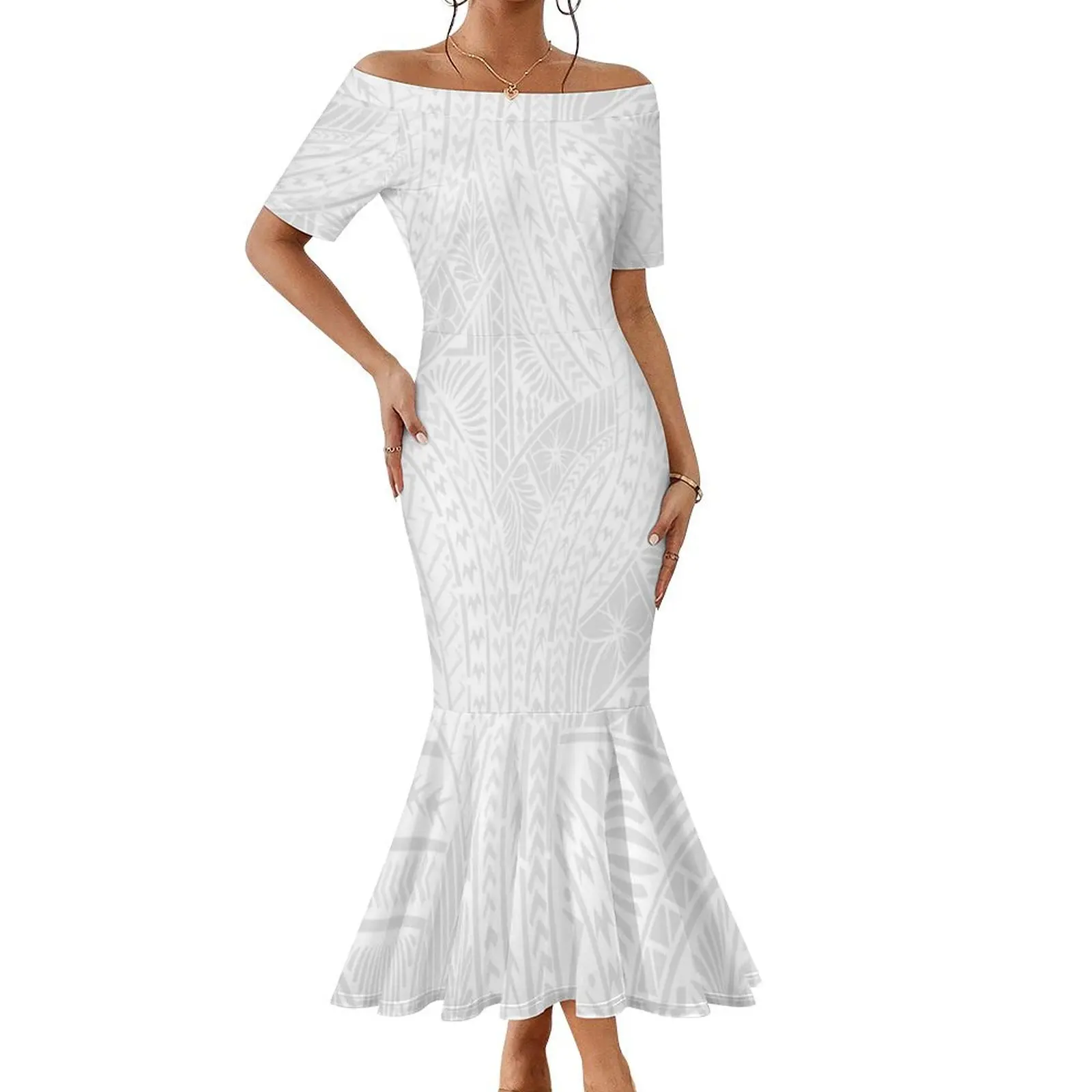 Polynesian Samoan Tribal Women Custom Plus Size Off Shoulder Evening ...