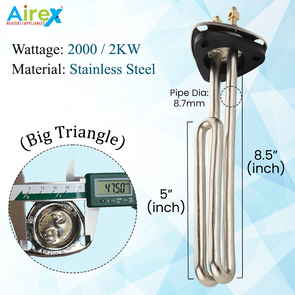 Airex Stainless Steel Triangle Type Water Geyser Element Water Heater ...