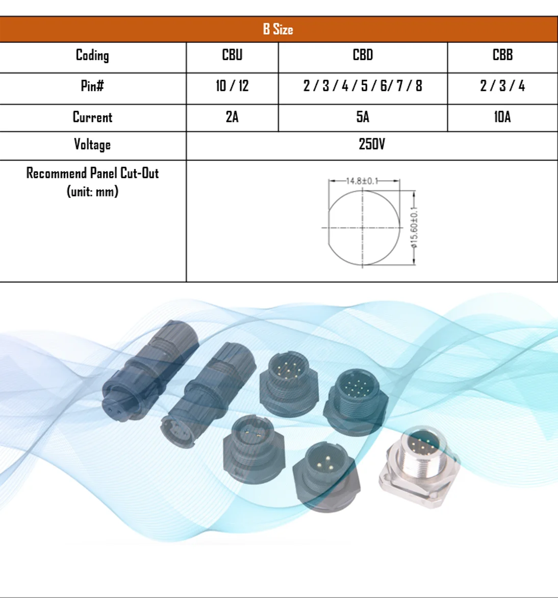 Waterproof Ip67 Plastic Lock Type Large Size Circular Connector 2a 5a ...
