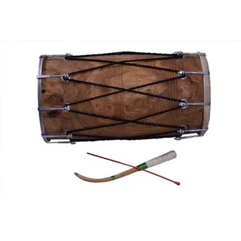 Punjabi Brown Cylinderical Wood Dholak Masterpieces Handcrafted Wooden ...