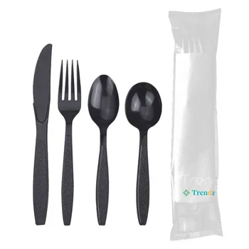 Polystyrene Black Ps Cutlery Kit Individually Wrapped Cutlery Kits ...