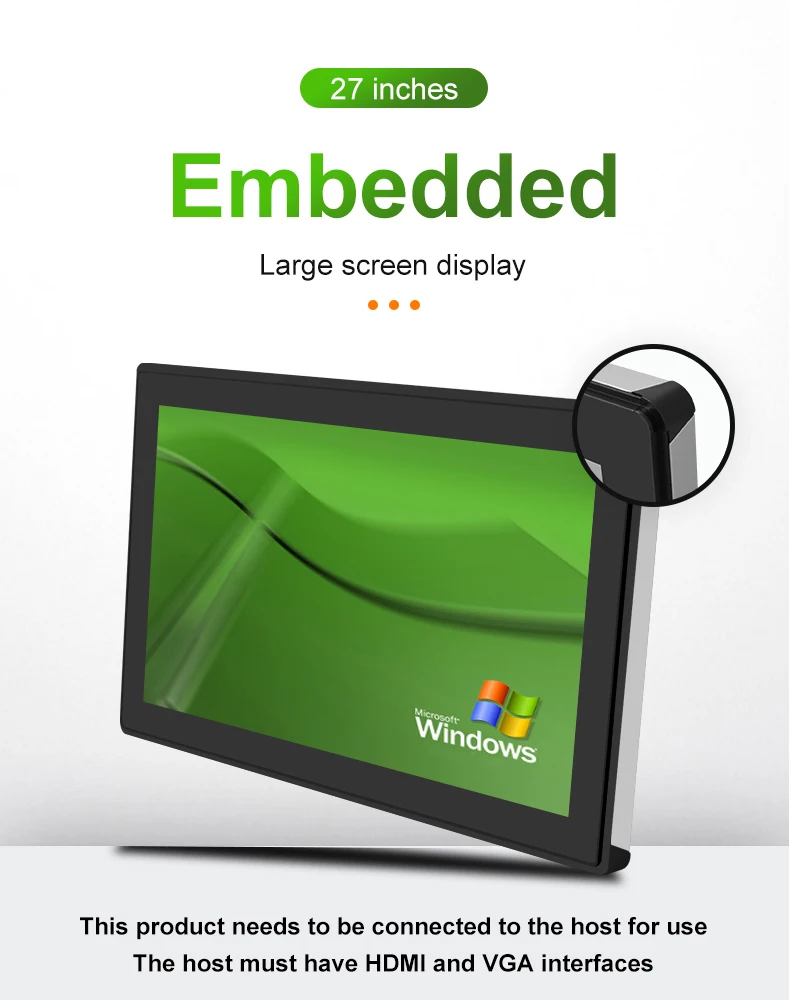 1080p Capacitive Wall Mount Atm Monitor 21/23.8/27/32inch Embedded ...
