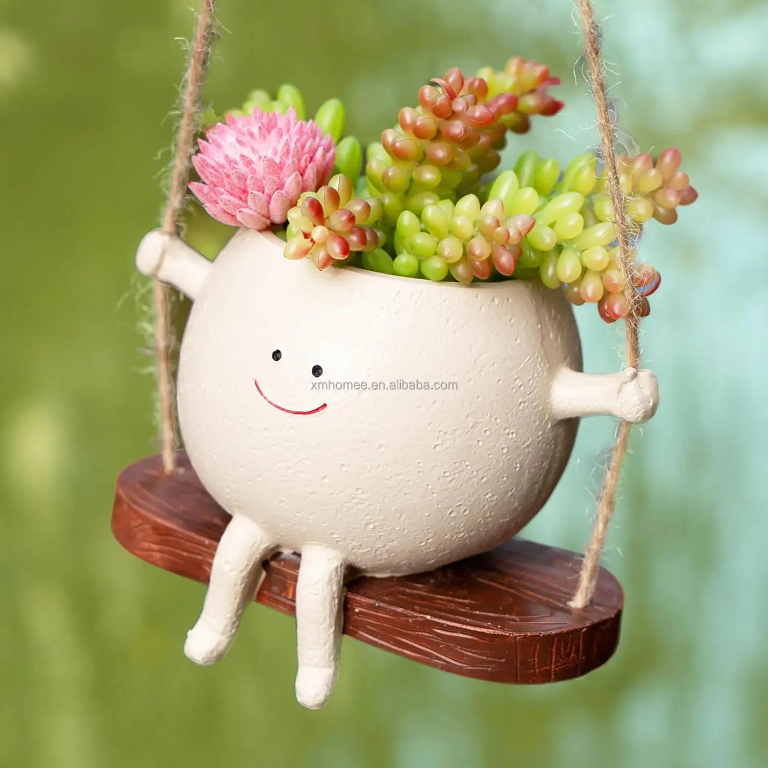 Flower Pot Cute Swing Planter Hanging Smile Face Plant Pot For Indoor ...