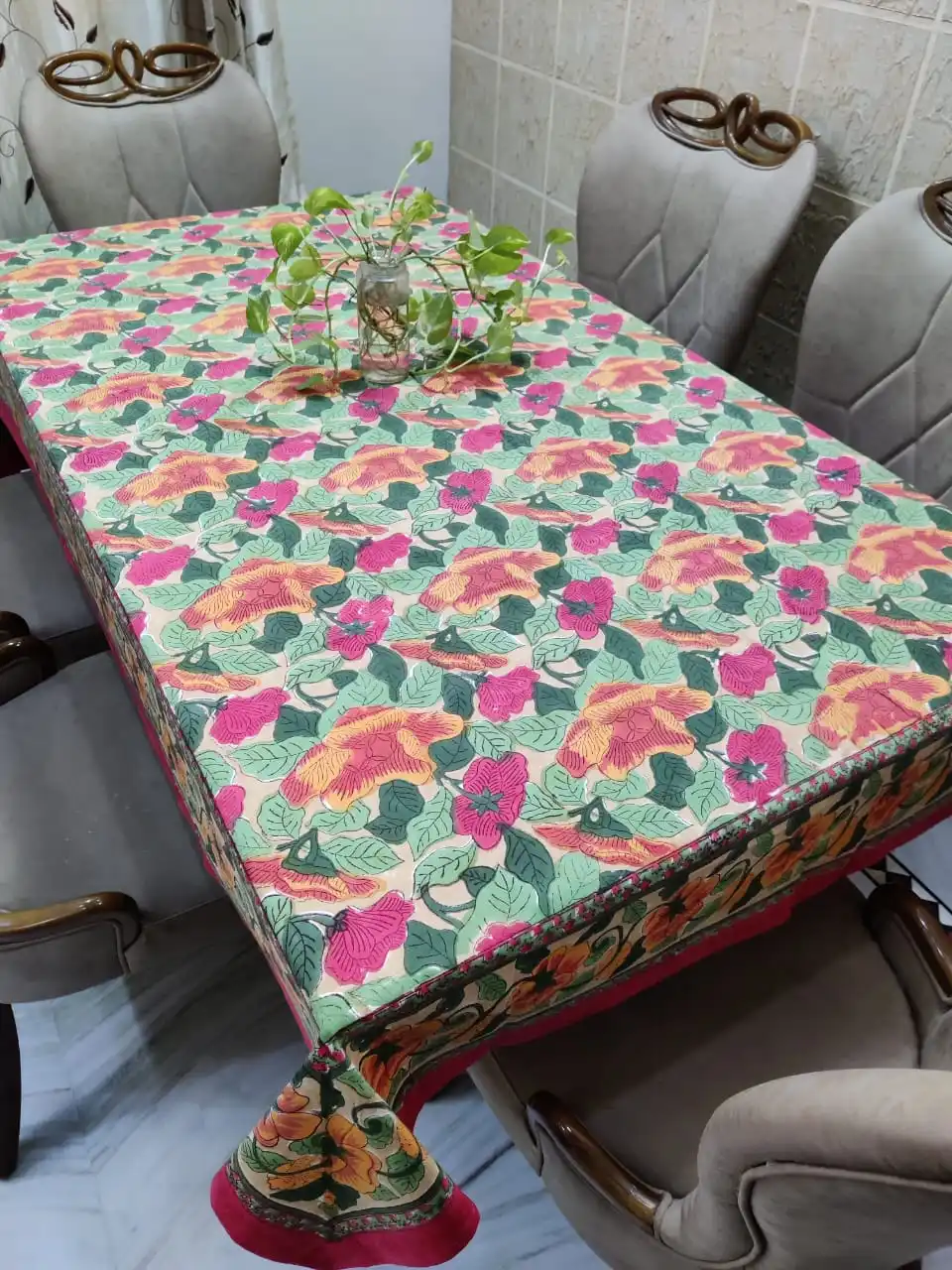 Luxury Kitchen Dining Square Table Cover Wedding Cotton Hand Block ...