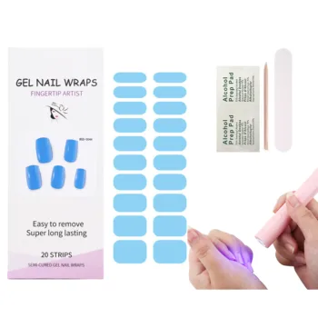 2023 New Semi Cured Gel Nail Wraps Suit With Pen Lamp 20 Stickers Uv ...