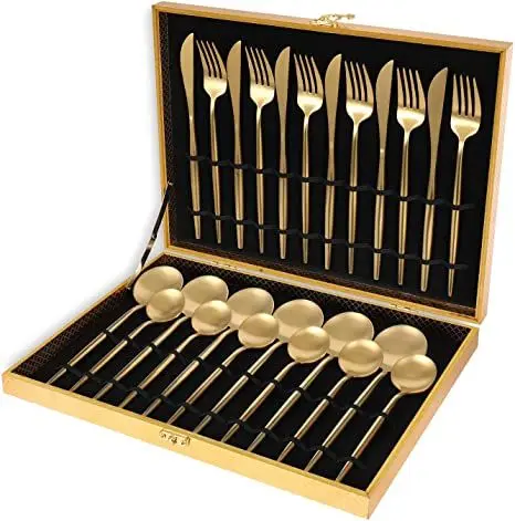 Stainless Steel Black Color Dinnerware Flatware Set Spoon Fork Knife ...