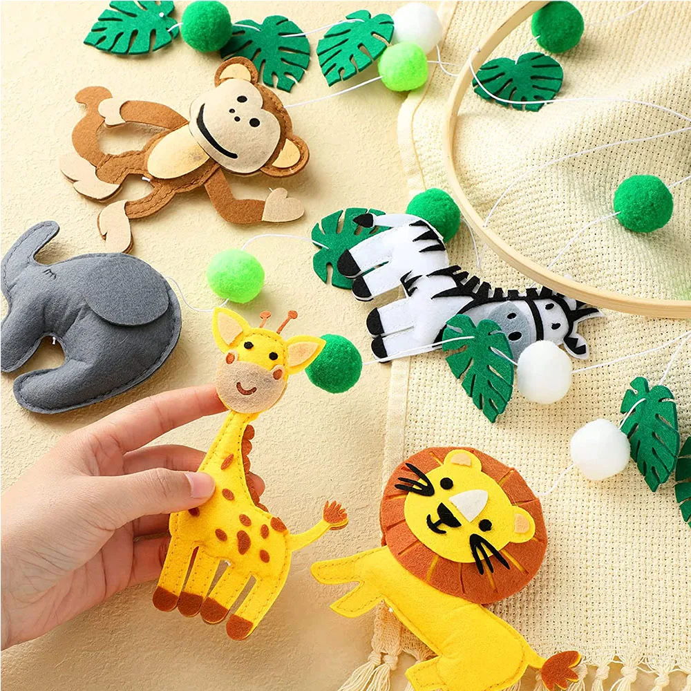Woodland Forest Safari Deer Monkey Lion Hanging Mobile Toy Nursery Room ...