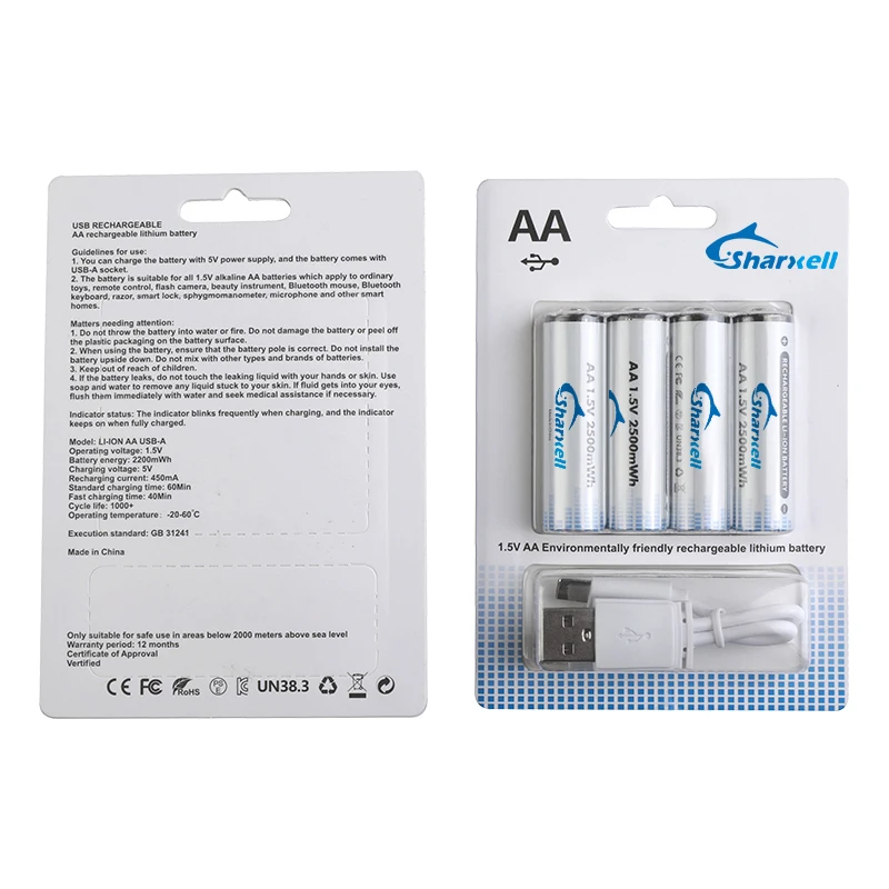 Portable 1.5v Aa Usb Rechargeable Lithium Ion Battery - Buy Aa ...