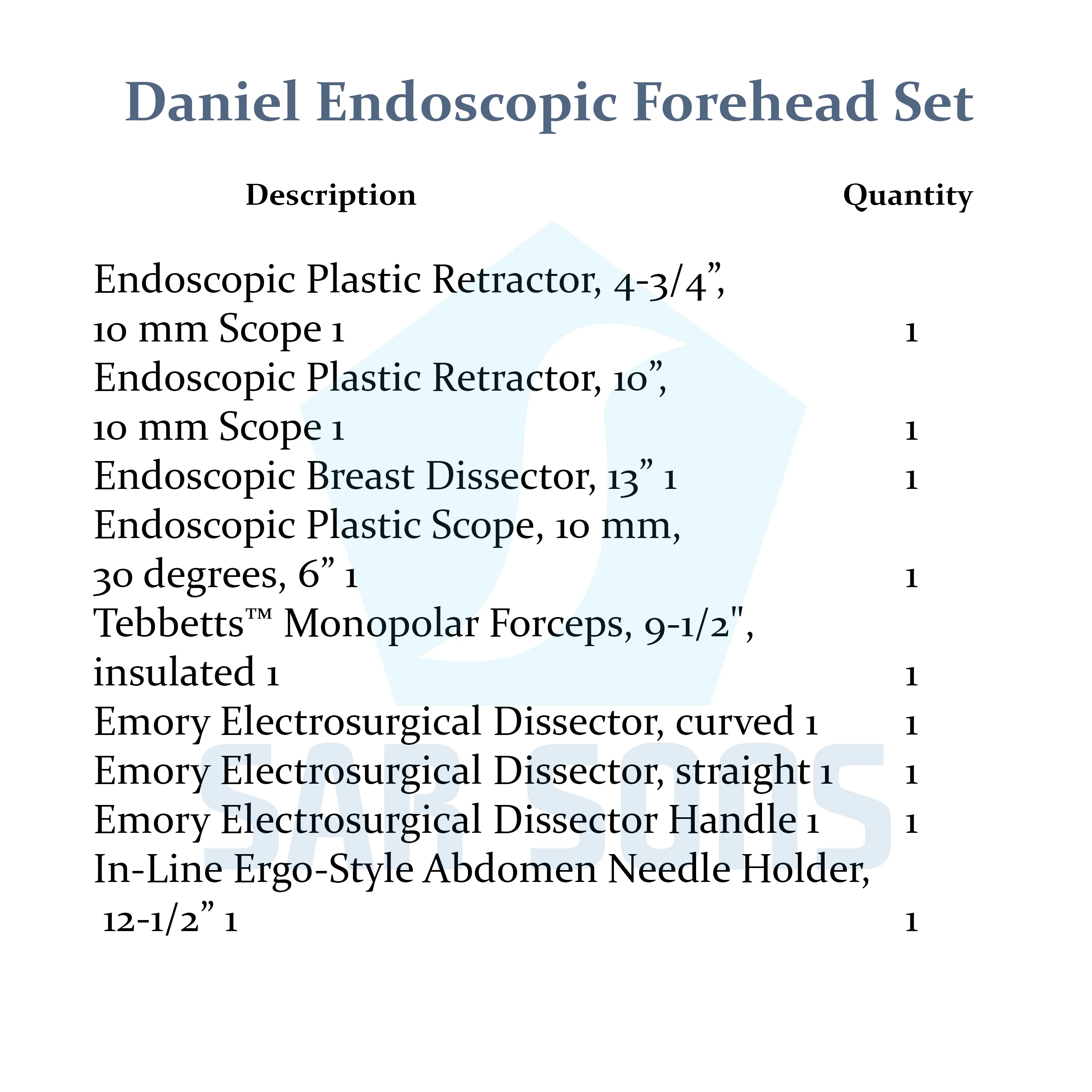 Daniel Endoscopic Forehead Set 2 Plastic Surgery Instruments Surgical ...