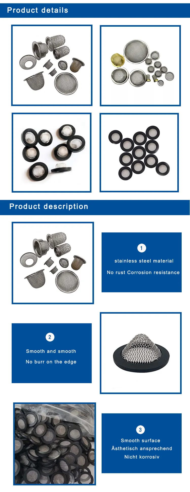 Factory Price Stainless Steel Rubber Washer Filter With Mesh20 30 40 60 ...