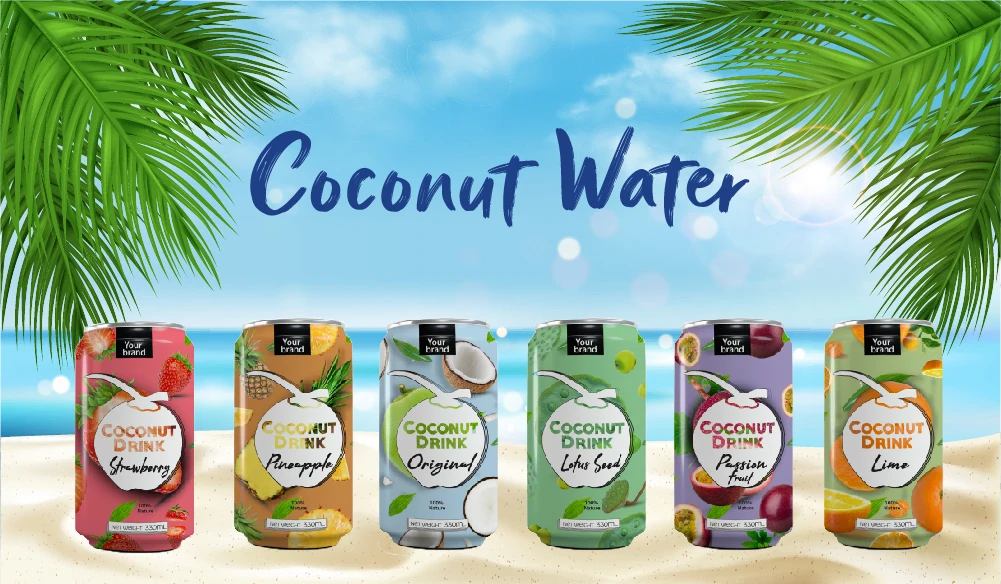 100% Organic Pure Coconut Water 350ml 24 Cans Private Label Beverage ...