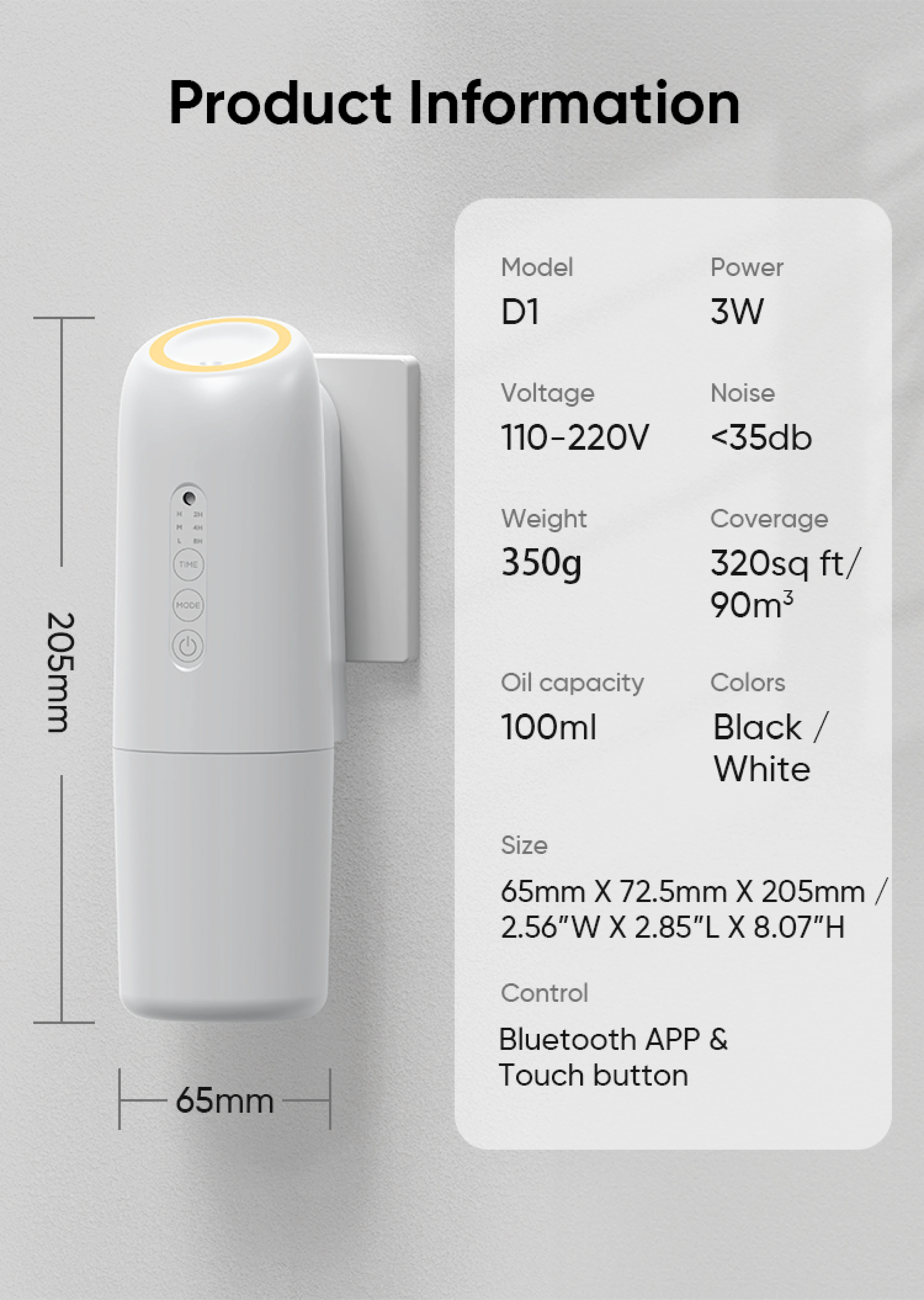 Smart Fragrance Diffuser with Bluetooth App Control,Wall Plug in Small ...
