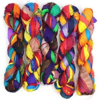 High Quality Recycled Multi Colored Sari Silk Ribbons Yarn Assorted ...