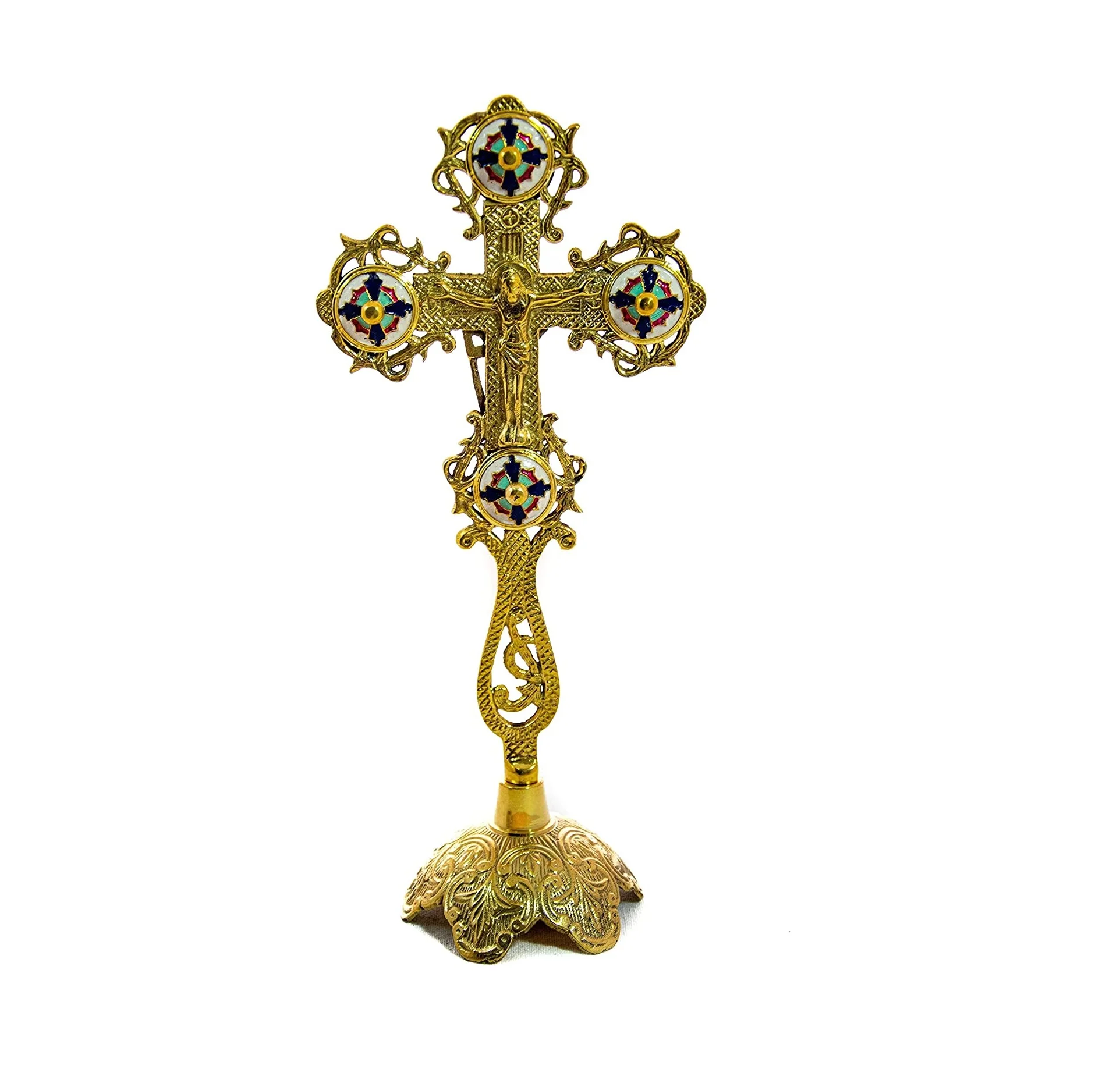 Standing Table Altar Crucifix Jesus Christ Brass Blessing Cross ...
