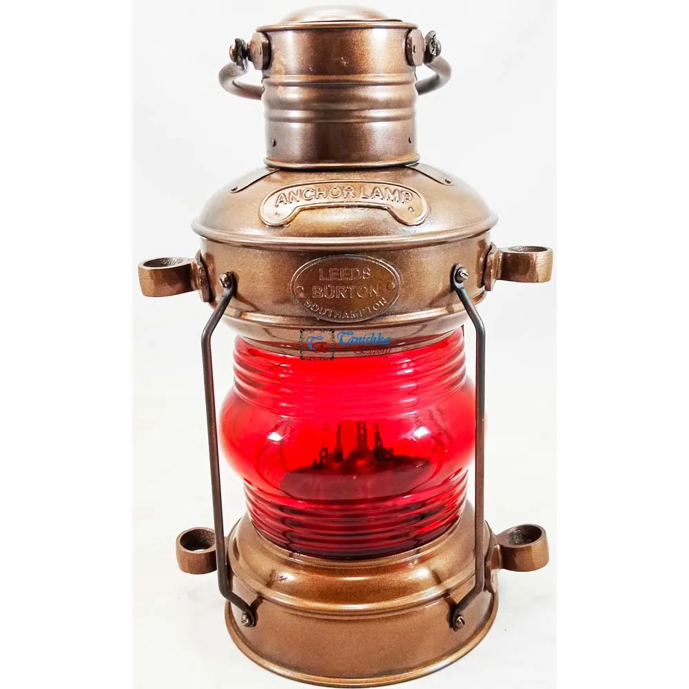 Antique Brass Ship Boat Lantern Hurricane Home and Office Decor Anchor ...