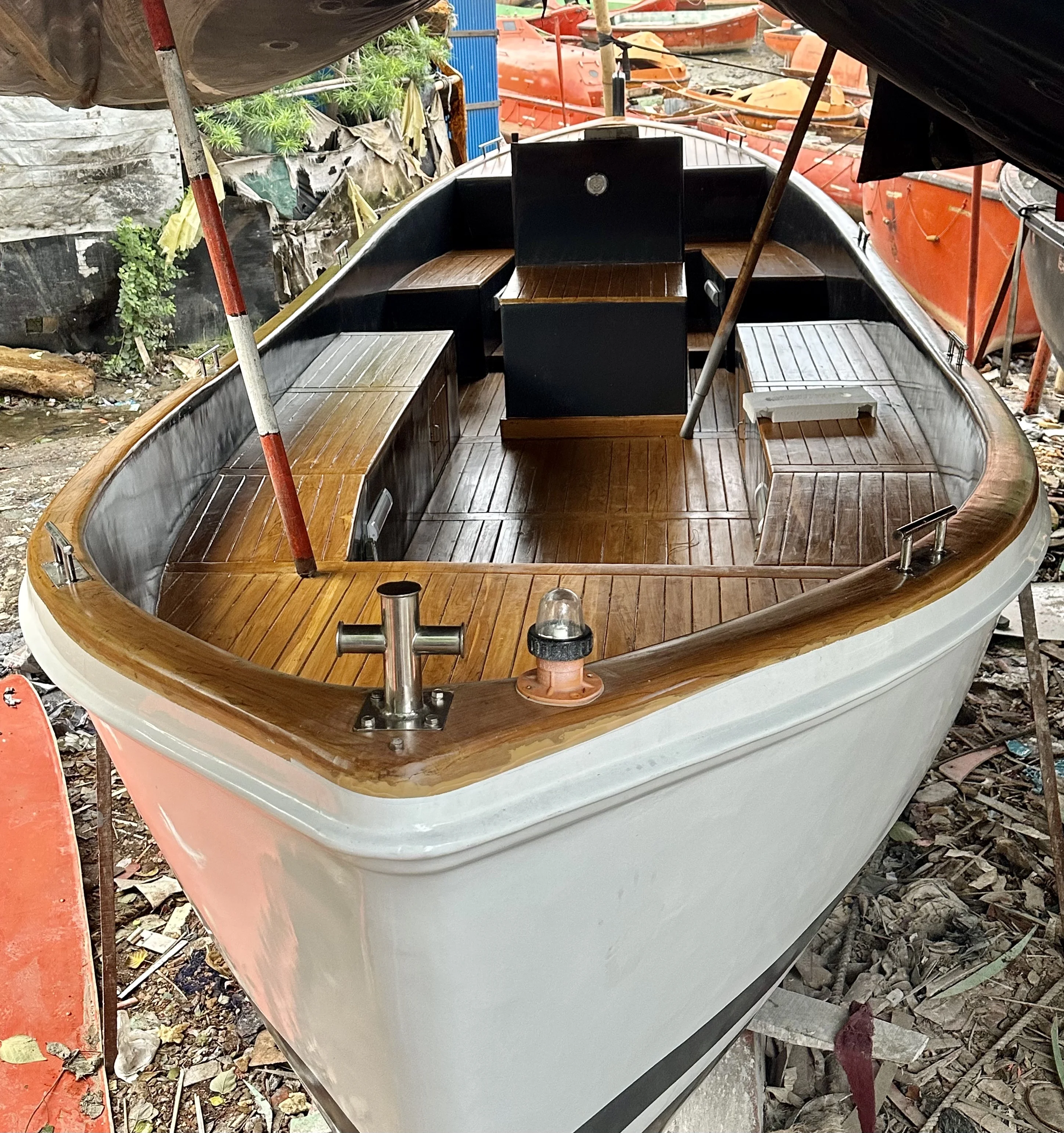 Custom Luxury Sloep Boat Design with Teak Wood & Fiberglass
