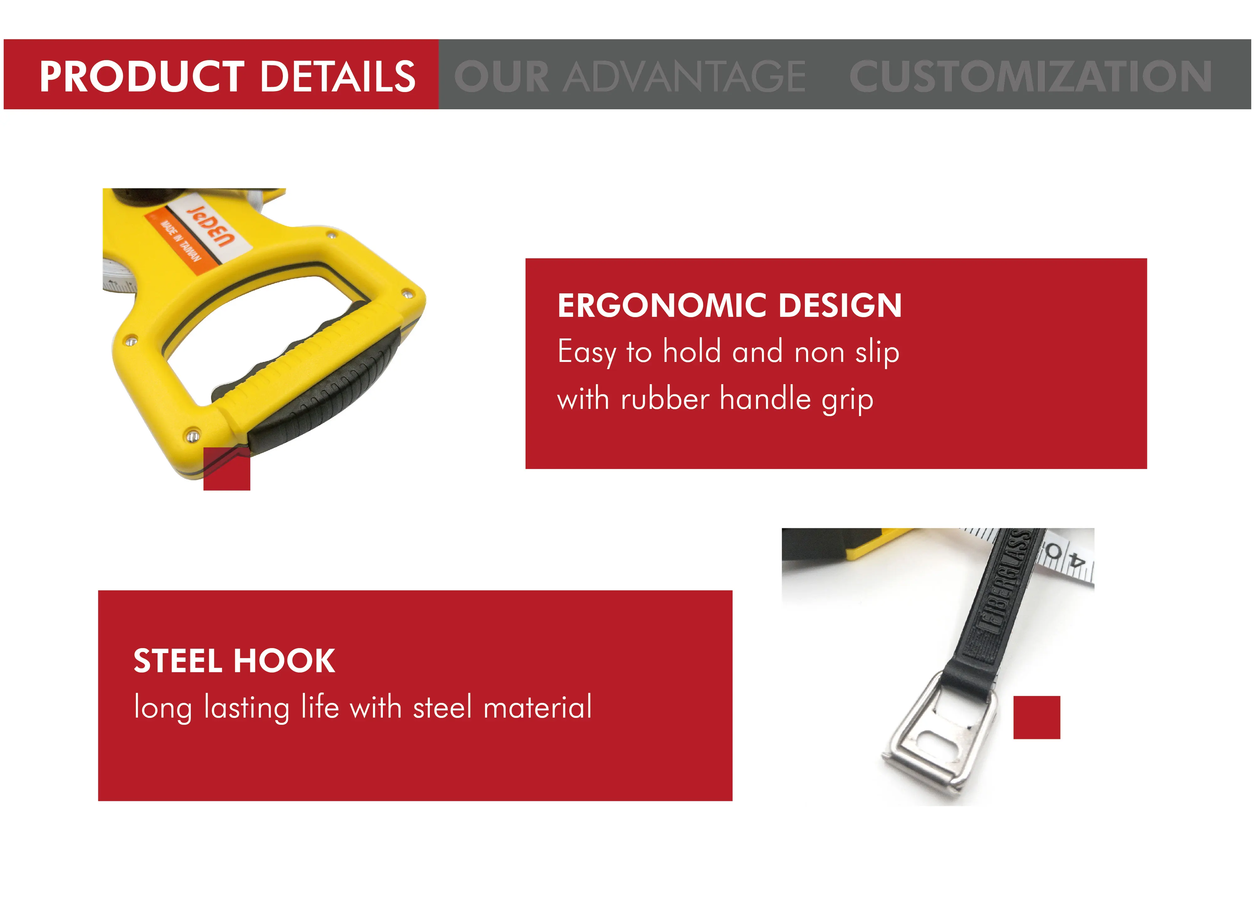 Open Frame Long Fiberglass Tape Measure for Construction 30m 50m 60m ...