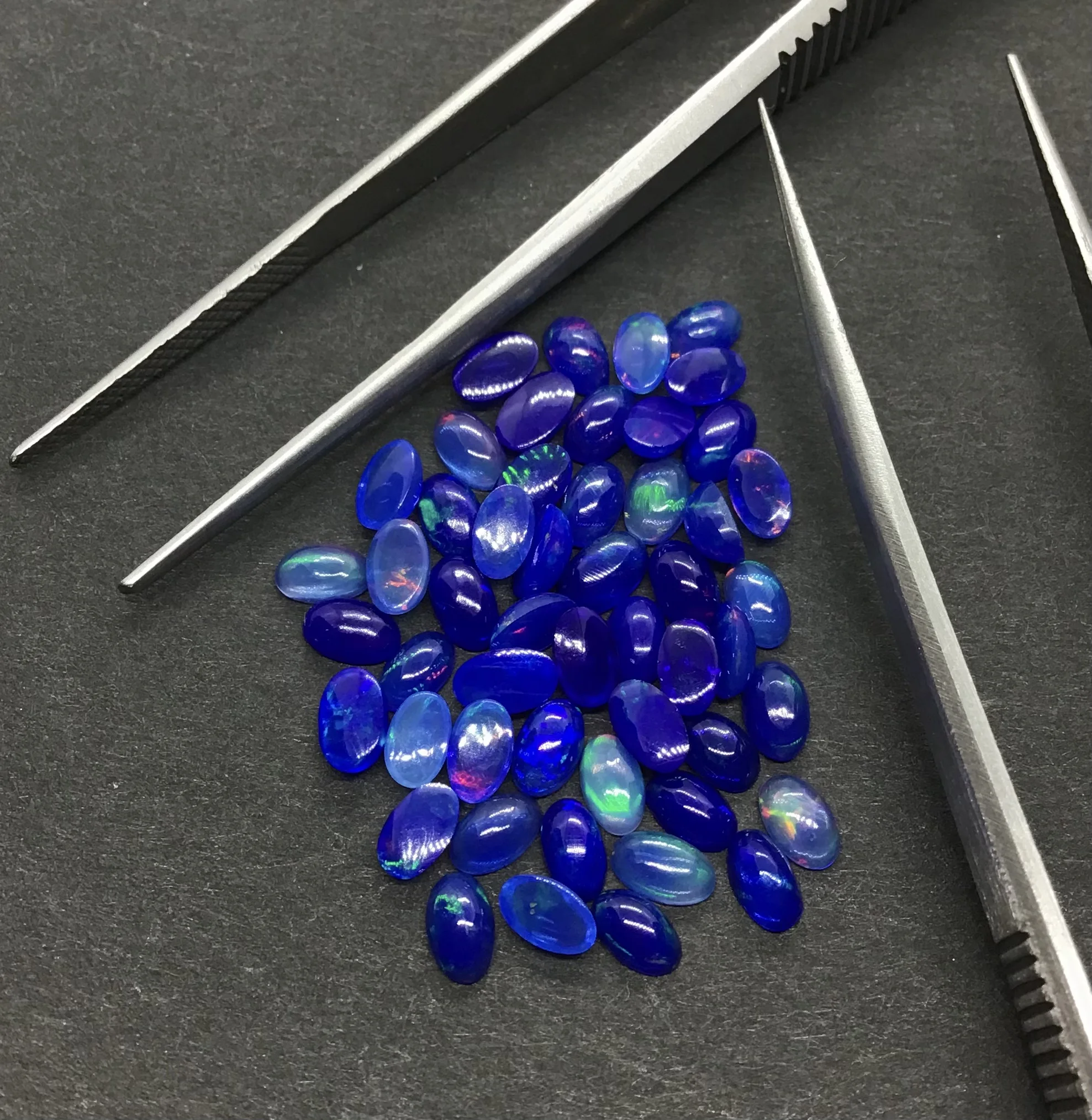 Pure Ethiopian Opal Blue Fire 10x12mm Oval Flat Back Cabochon Loose ...