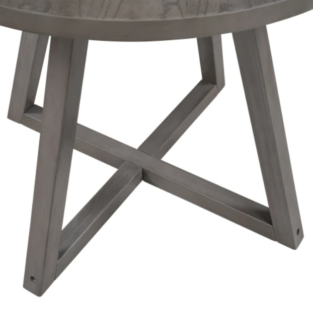 Mid-century Wood Table Round Table Grey Round Table For Dining Room ...