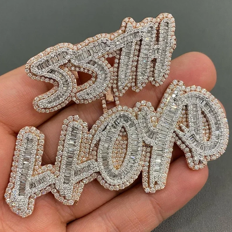 Fully Iced Out Letter Ssth Lloyd Charm Fine Jewelry 925 Sterling Silver ...