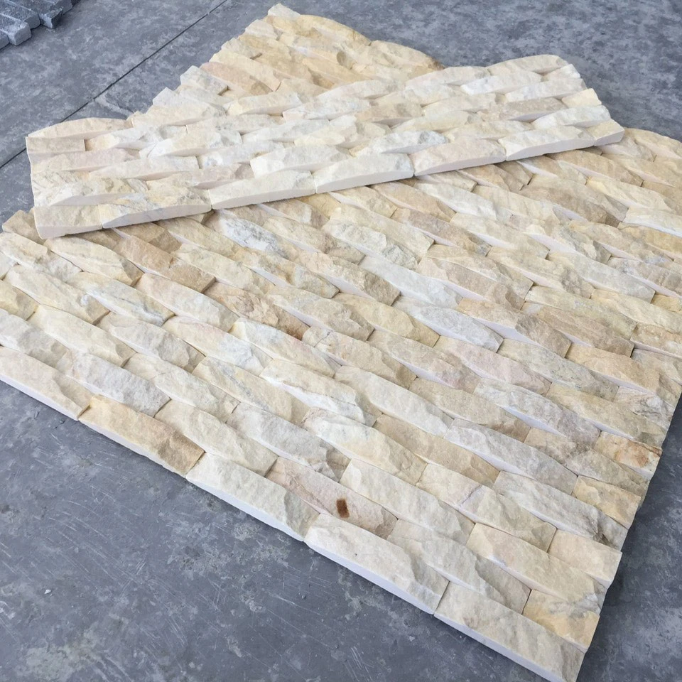Vietnam Natural Stone Tiles Yellow Wave Stack Stone High Quality 15cm X ...