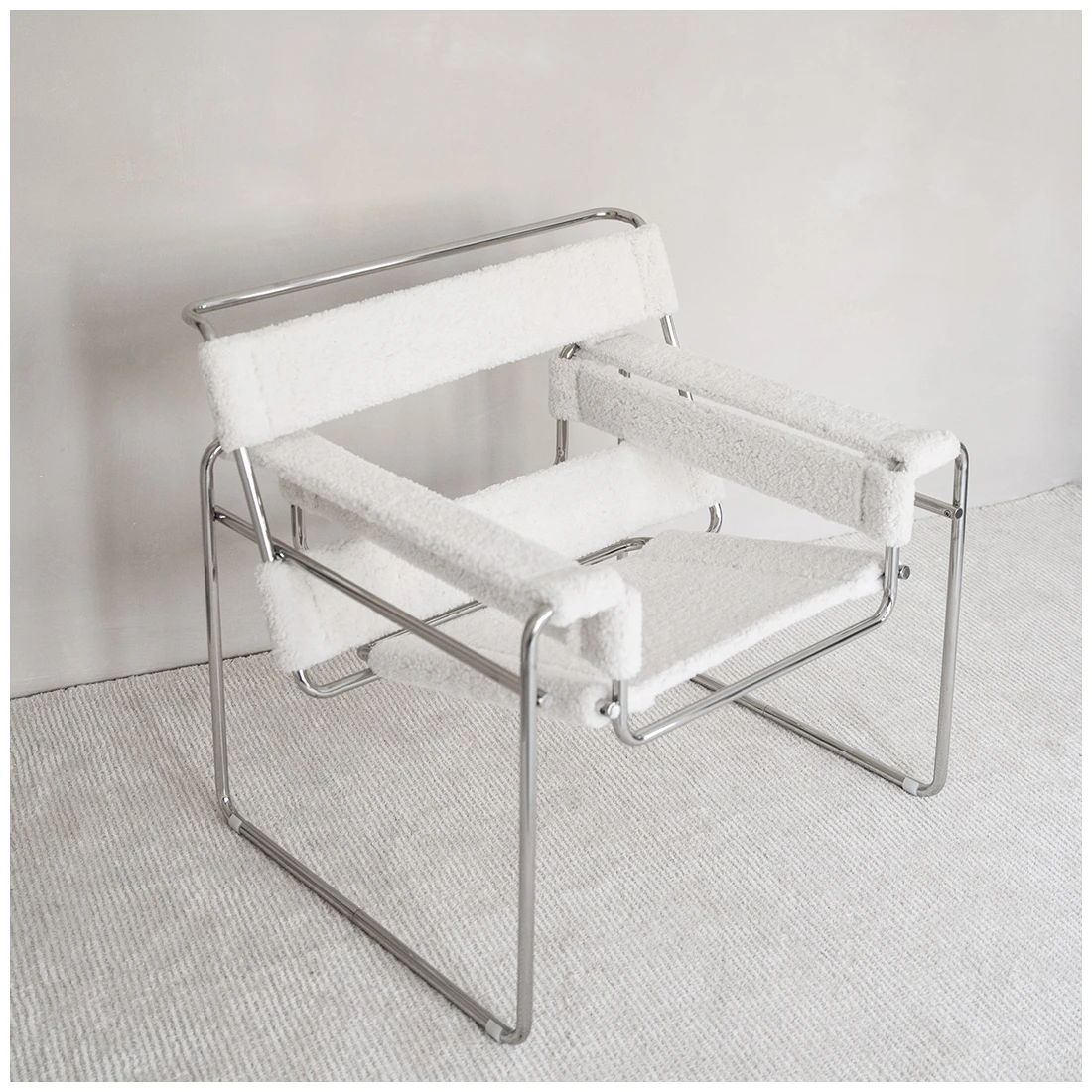 Modern Bauhaus Chrome Frame Chair Smooth and Sturdy Leather Strap Chair ...