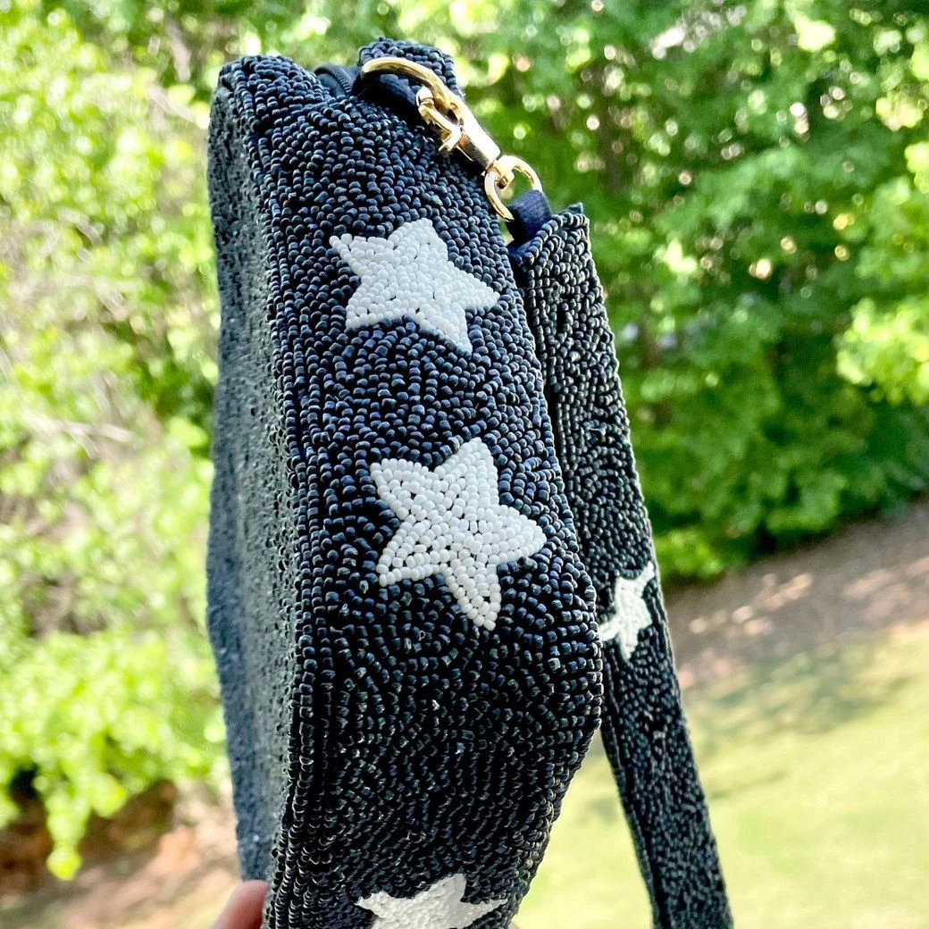 Blue Star Luxury Crossbody Handbag Beaded Crystal Clutch Bag with ...
