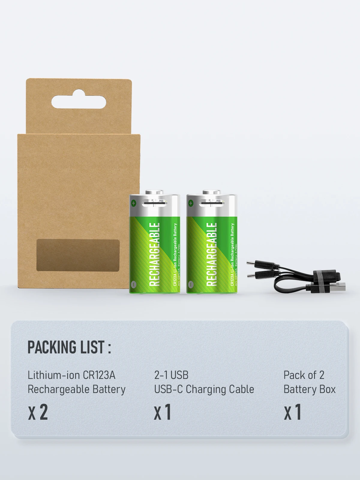 Type C Usb Port 3.7v Cr123 Large Capacity Battery 860mah Cr123a Li Ion ...