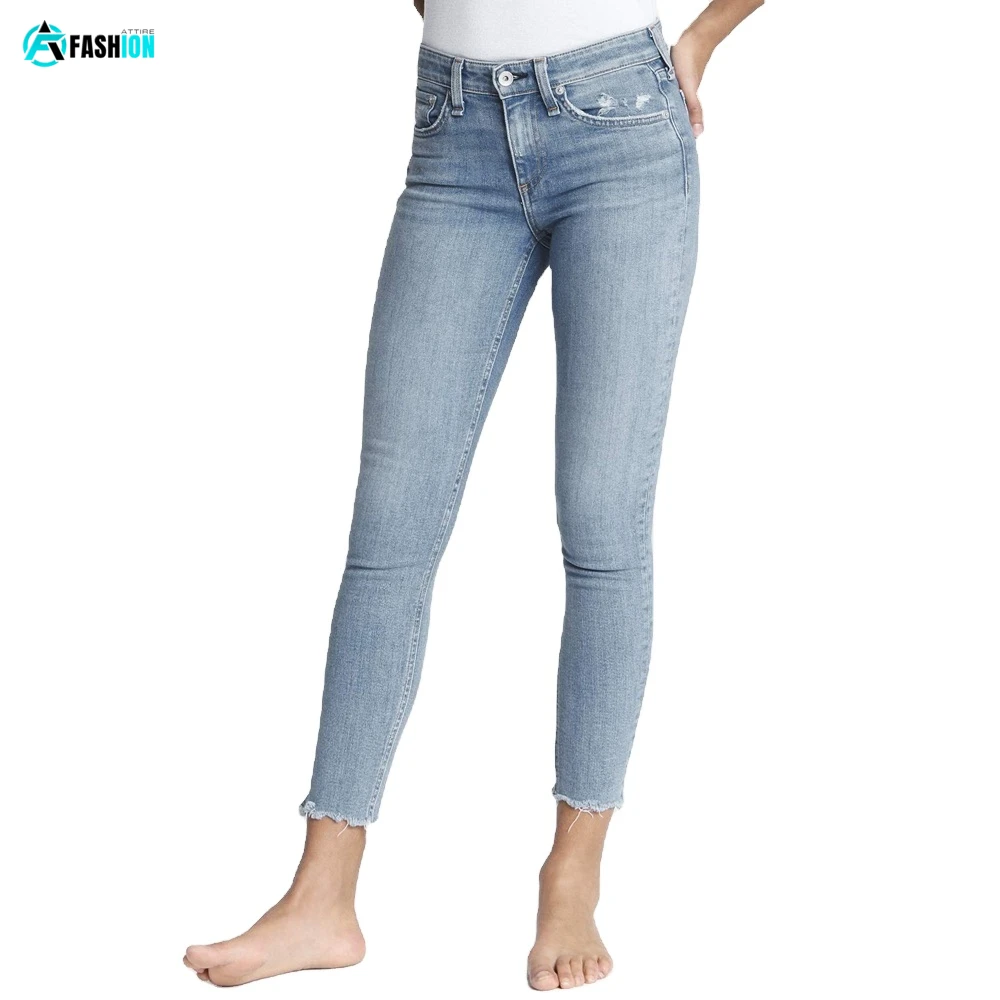 100% Denim Material Design 2024 Blue High Waist Oem Full Length Jeans ...
