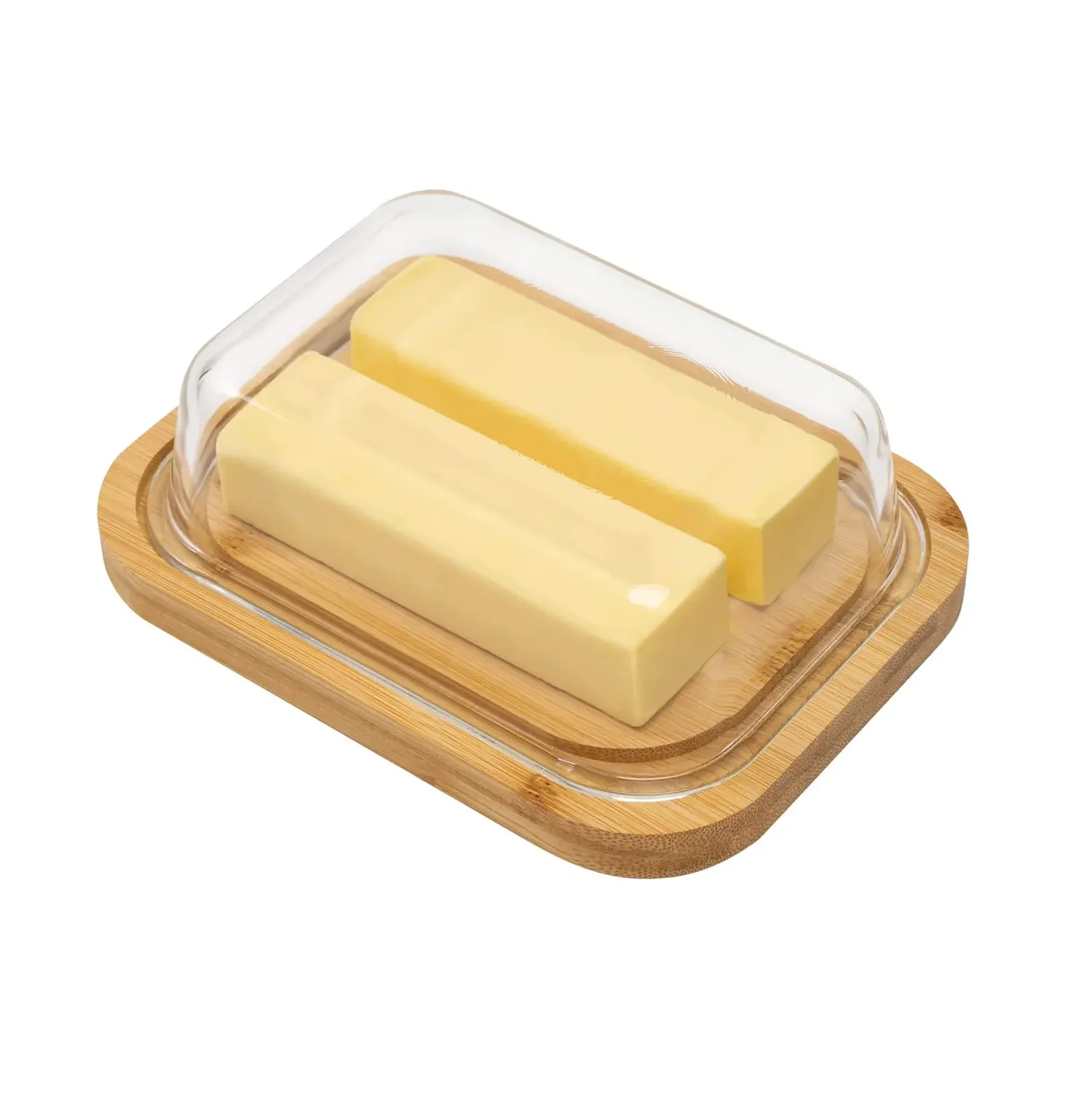 Acacia Butter Dish with Acrylic Glass Cover - Premium Quality