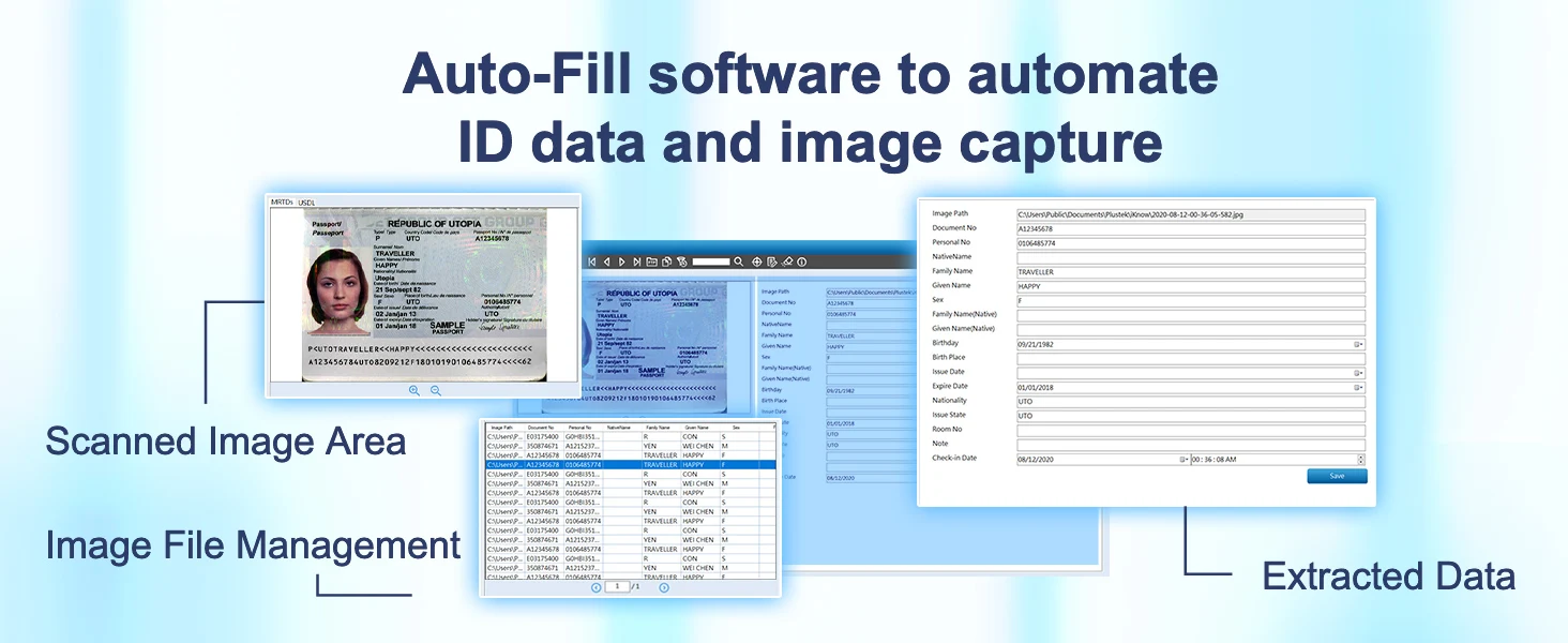 Plustek Passport ID Card Scanner - OCR/MRZ Industrial Scan Module