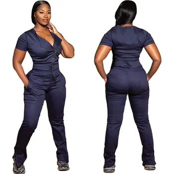 Medical Hospital Scrub Uniforms Medical Scrubs O-neck Zipper Nurses ...
