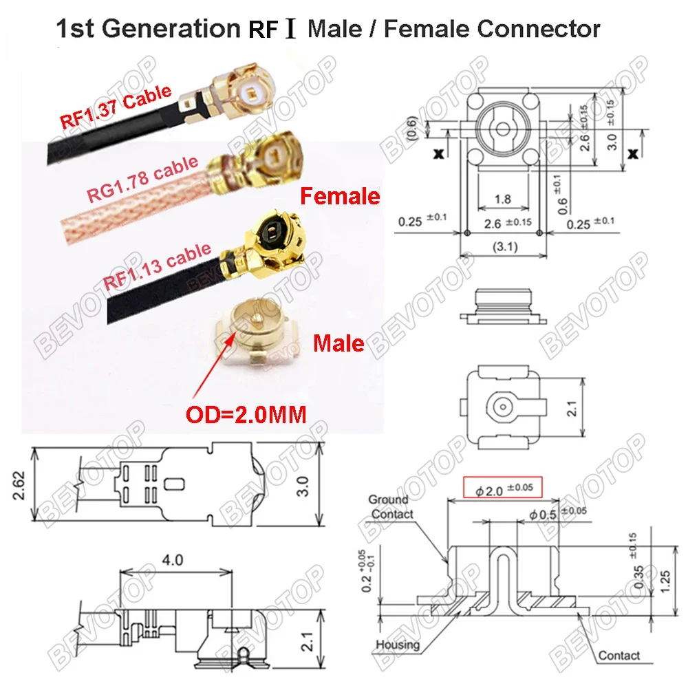 RP SMA Female M12 Bulkhead Waterproof Panel Mount to RF1 MHF Female RF1.13 WIFI Antenna RF ...