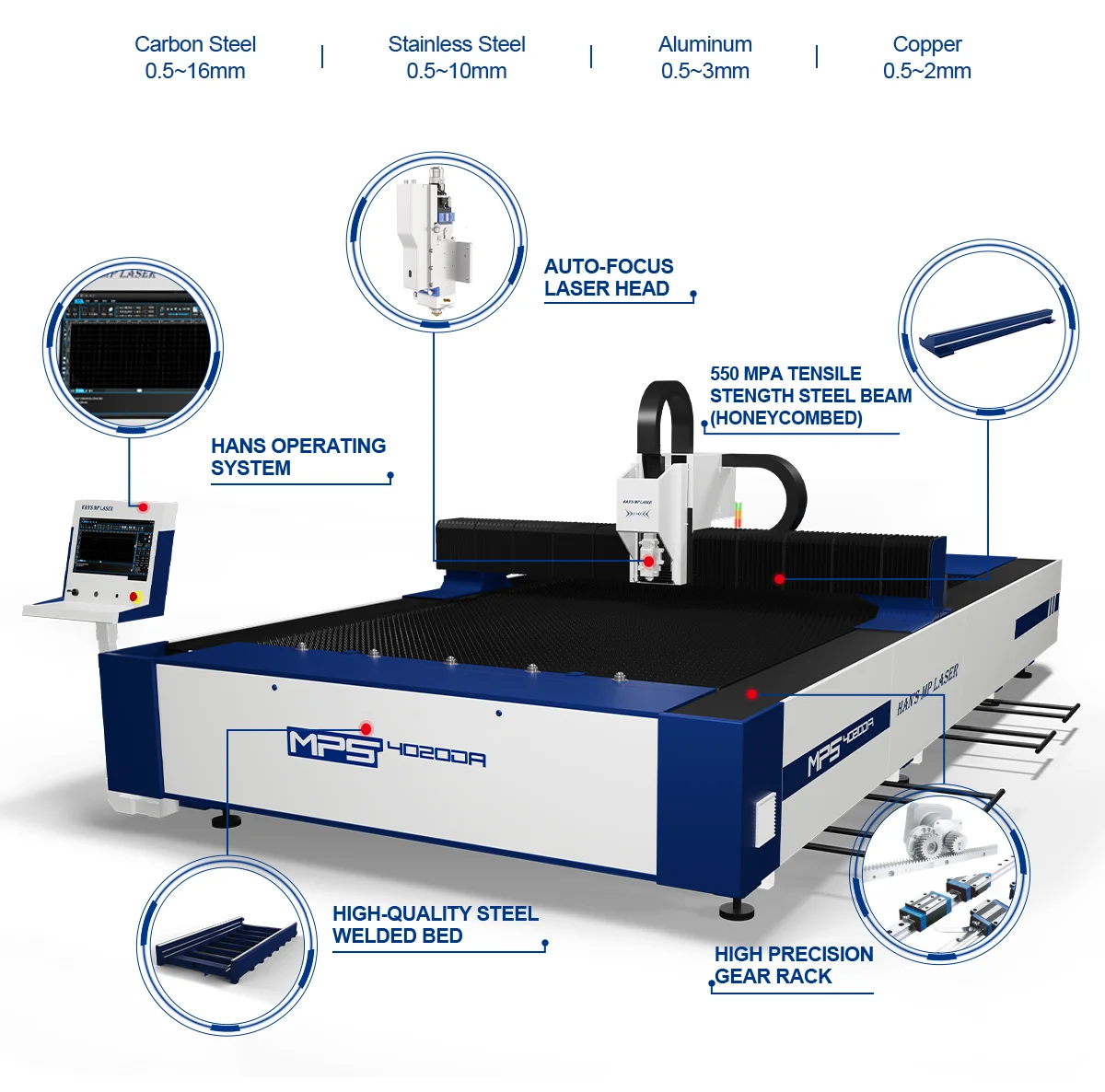 MPS-6020DA Fiber SS CS 6000w Laser Cutting Machine 4020 6000w Cnc Metal ...