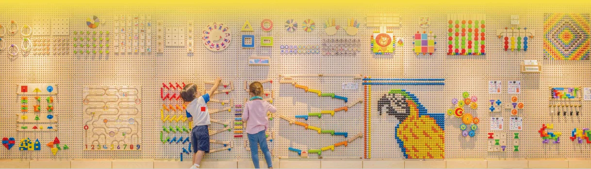 Factory House Shape Interactive Wall Panel Toy With Wooden Material Eva ...