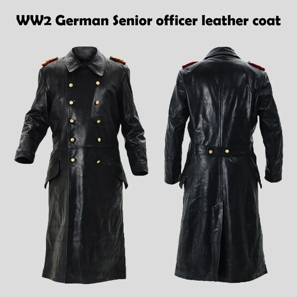 Shop Our German Senior Office Black Leather Long Coat