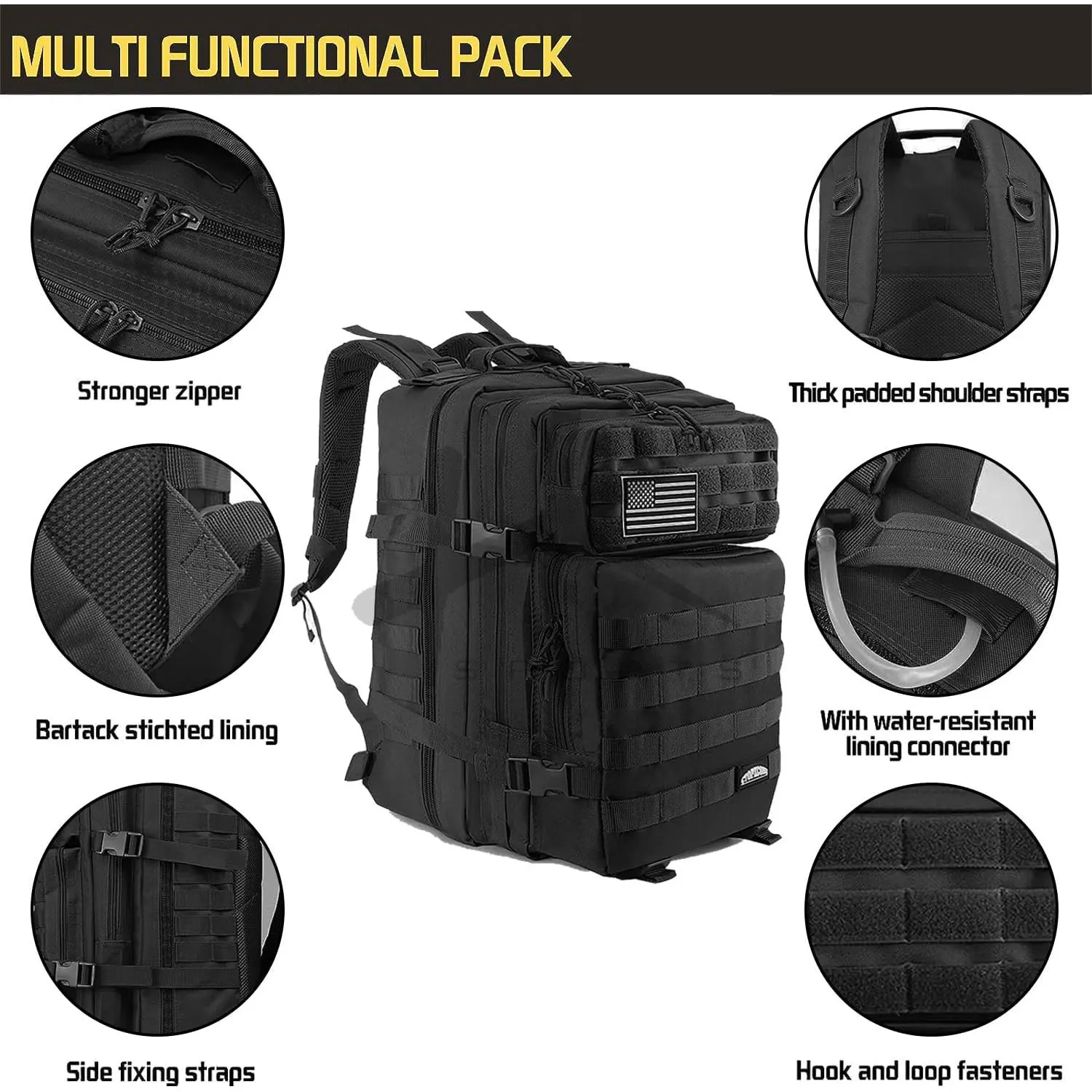 45l Large Tactical Backpack - Multi-functional 3 Day Assault Pack,Bug ...