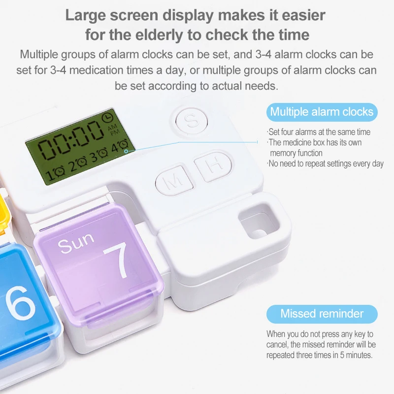 Smart Pill case 7 Day Medicine Box Colorful Pill Box With Automatic ...